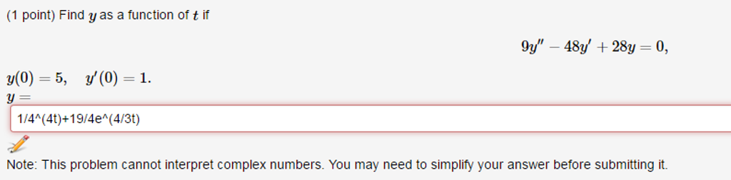 Solved Find y as a function of t if 9y" - 48y' + 28y = 0, | Chegg.com