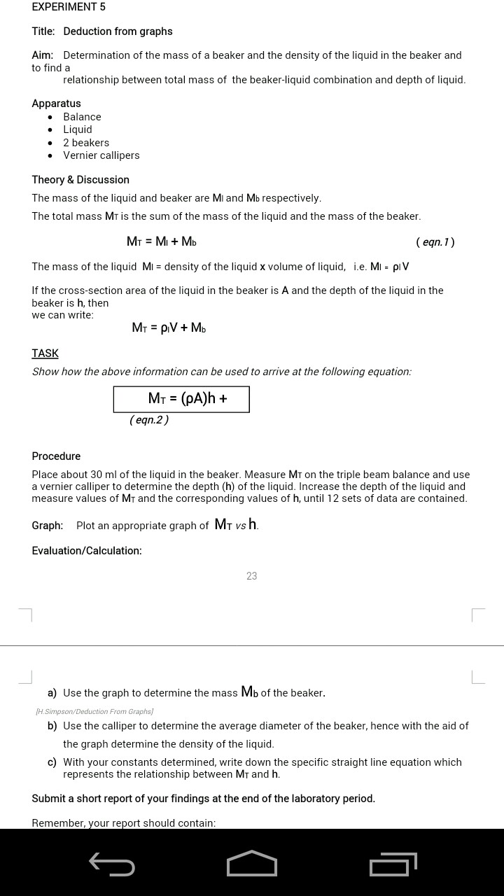 Solved EXPERIMENT 5 Title: Deduction from graphs Aim: | Chegg.com