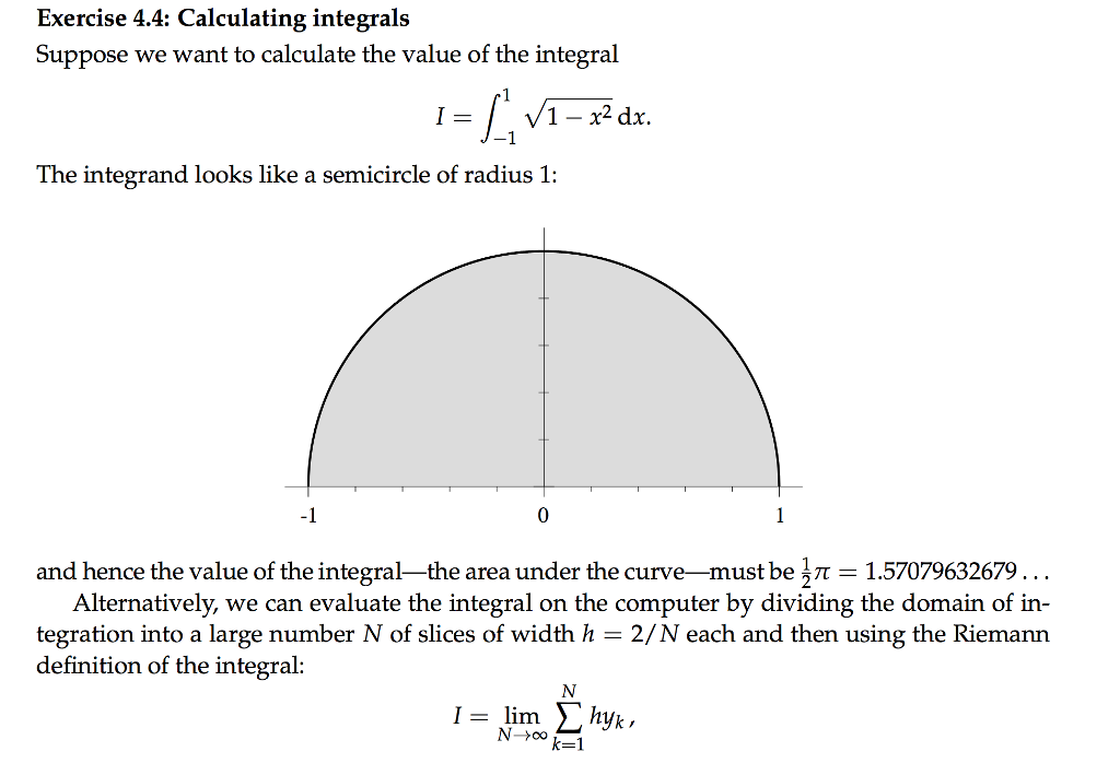 Solved Exercise 4.4: Calculating integrals Suppose we want | Chegg.com