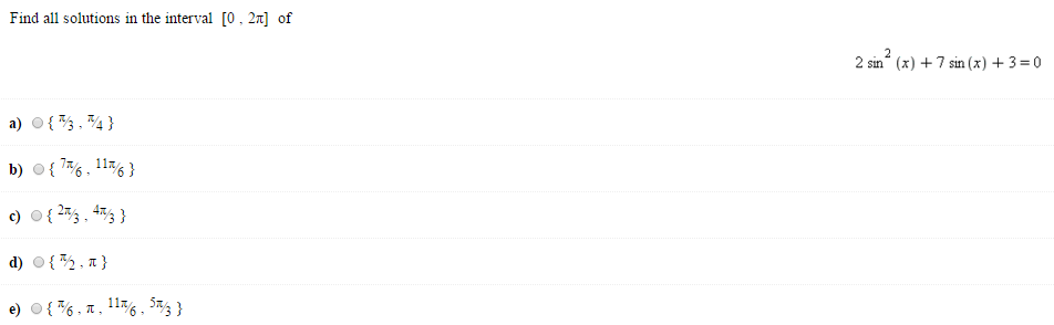 Solved Find all solutions in the interval [0 , 2pi] of | Chegg.com