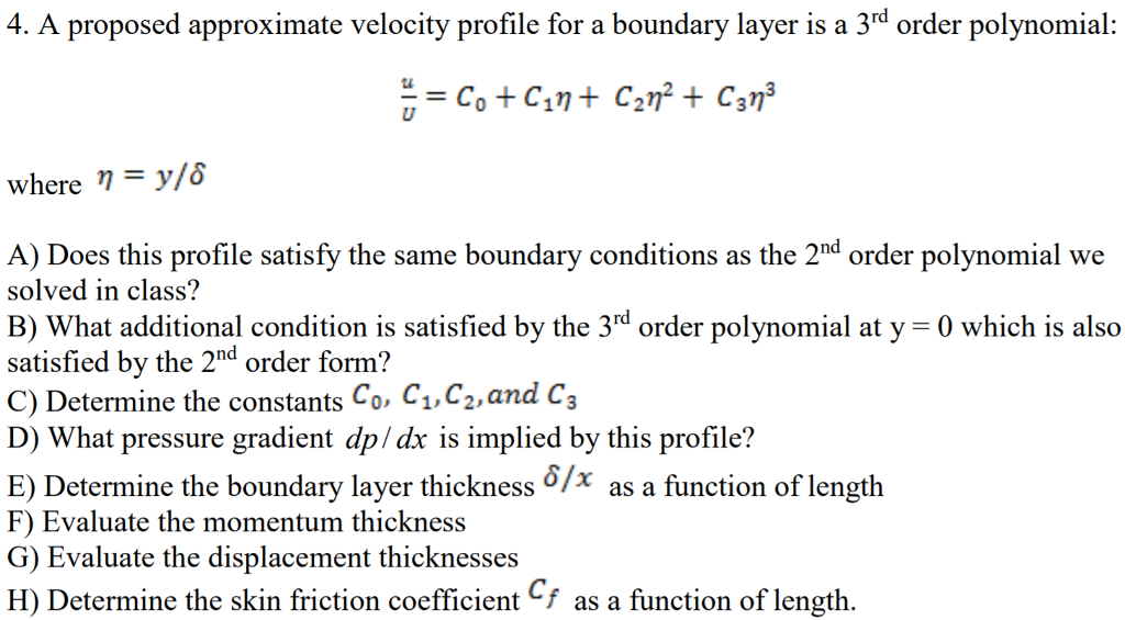 Solved 4. A proposed approximate velocity profile for a | Chegg.com