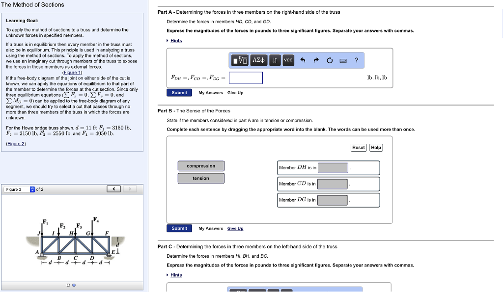 Solved The Method of Sections Part A - Determining the | Chegg.com