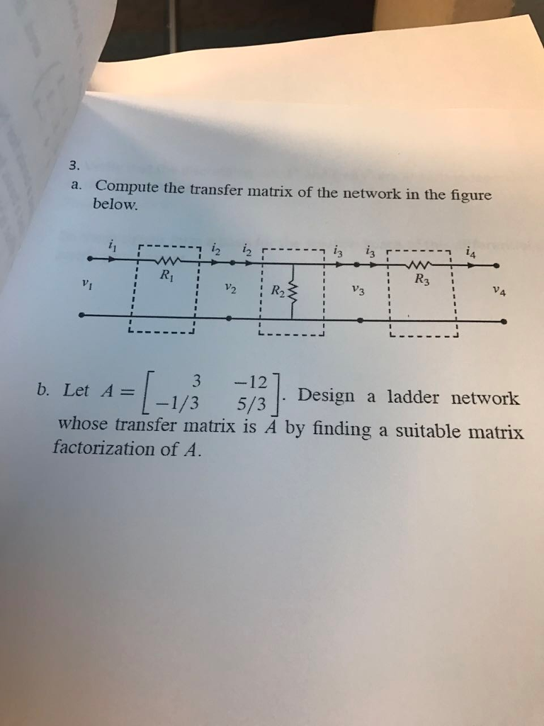 Solved Compute the transfer matrix of the network in the | Chegg.com