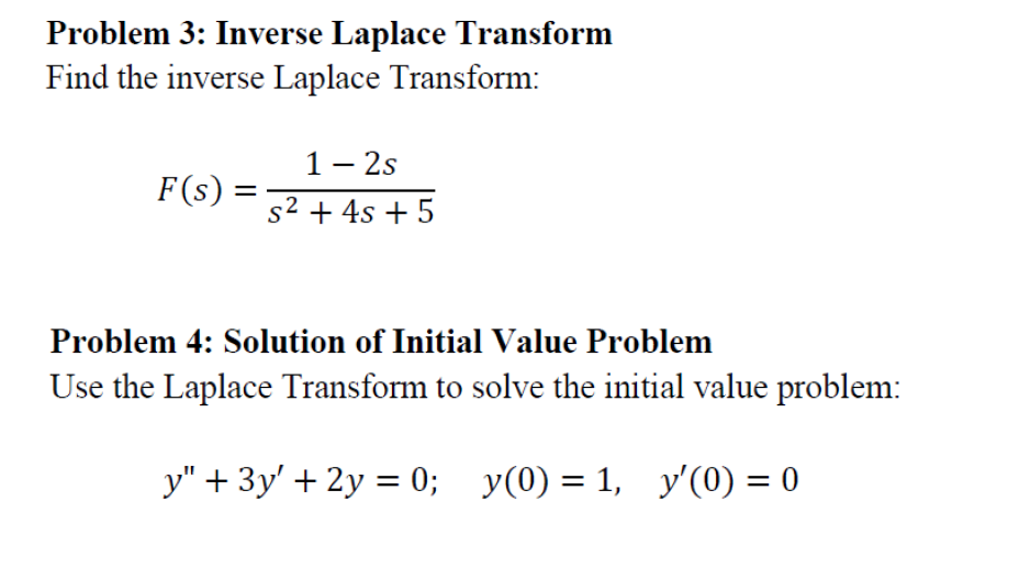 Solved Inverse Laplace Transform Find the inverse Laplace | Chegg.com