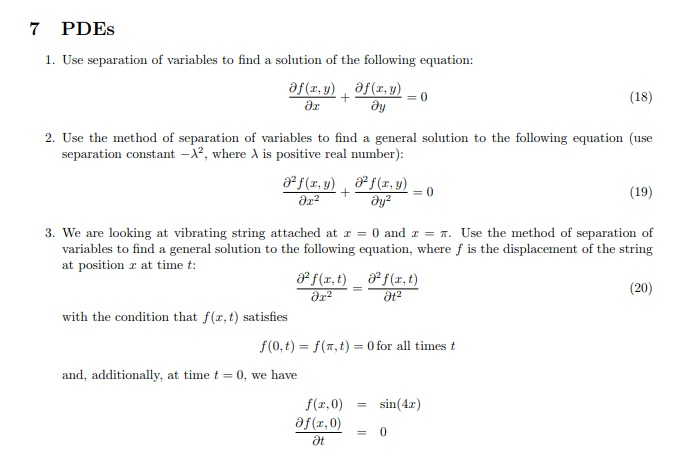 Solved 7 PDEs 1. Use separation of variables to find a | Chegg.com