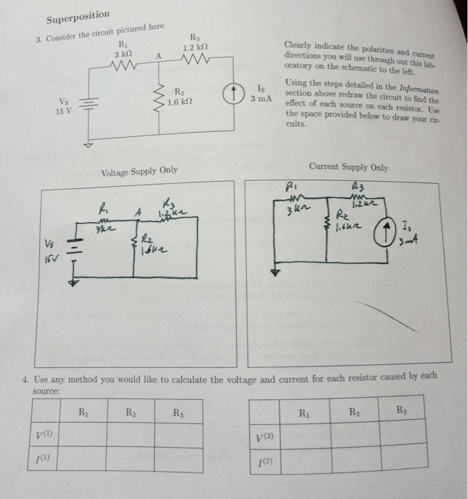 Solved Superposition R3 1.2 kΩ 3. Consider the circuit | Chegg.com