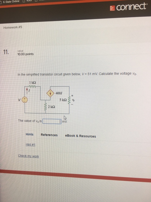 Solved In the simplified transistor circuit given below, V = | Chegg.com