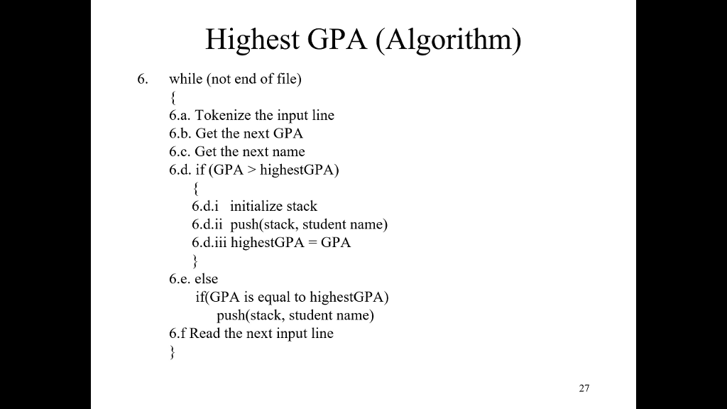 Solved Programming Example: Highest GPA (Algorithm) 1. | Chegg.com