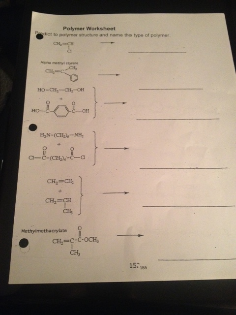Solved Polymer Worksheet Predict to polymer structure and | Chegg.com