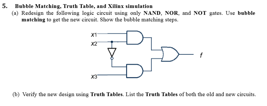 Solved 5 Bubble Matching Truth Table And Xilinx