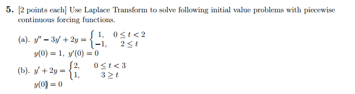 Solved Use Laplace Transform to solve following initial | Chegg.com