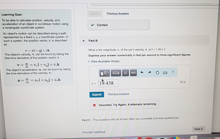 Solved Learning Goal: Previous Answers To be able to | Chegg.com
