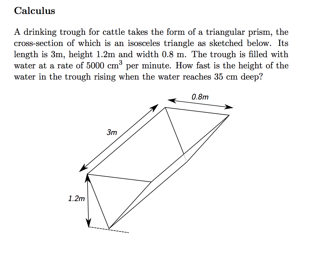 Solved Calculus A drinking trough for cattle takes the form | Chegg.com