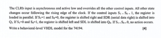Solved The CLRb input is asynchronous and active low and | Chegg.com