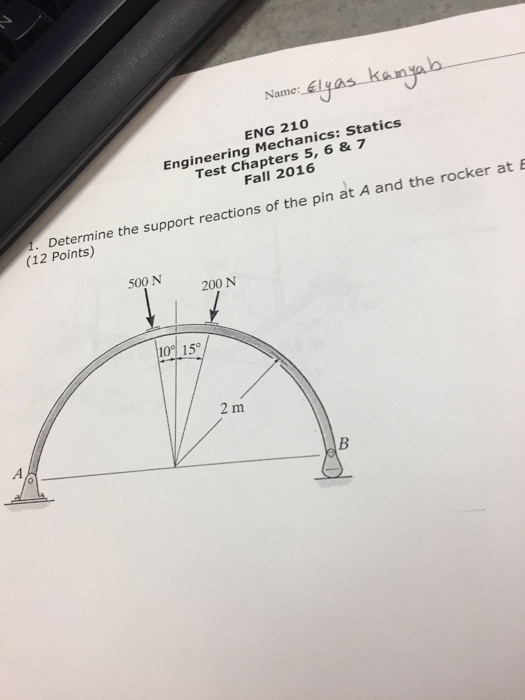 Solved Determine the support reactions of the pin at A and | Chegg.com