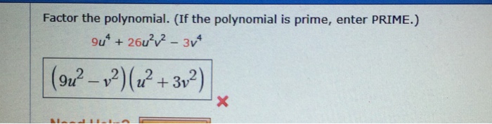 Solved Factor the polynomial. (If the polynomial is prime, | Chegg.com