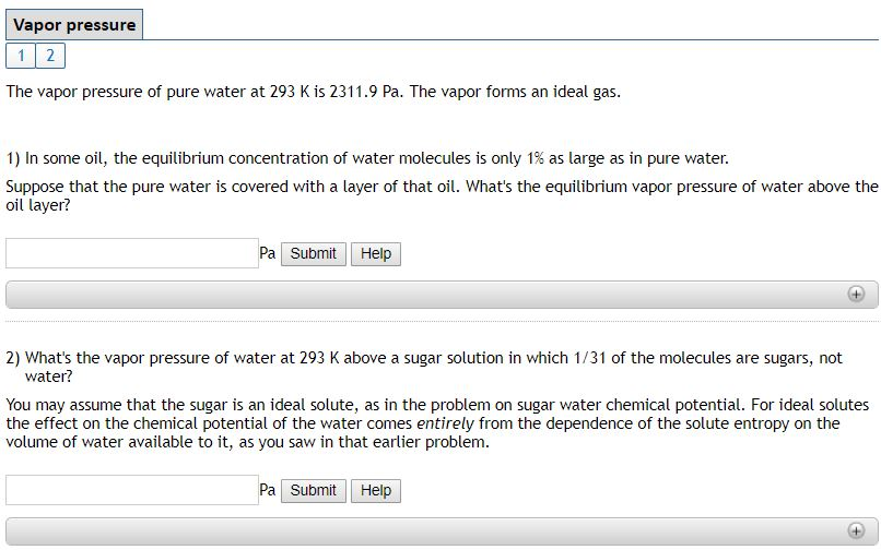 Solved Vapor pressure The vapor pressure of pure water at | Chegg.com