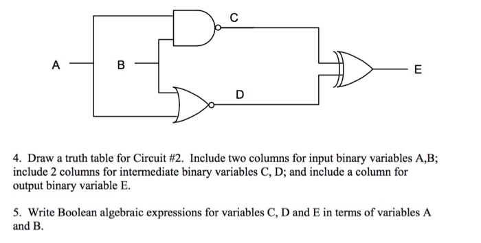 Solved 4. Draw a truth table for Circuit #2. Include two | Chegg.com