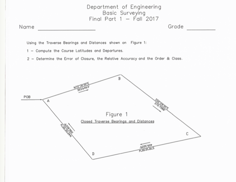 Solved Department of Engineering Basic Surveying Final | Chegg.com