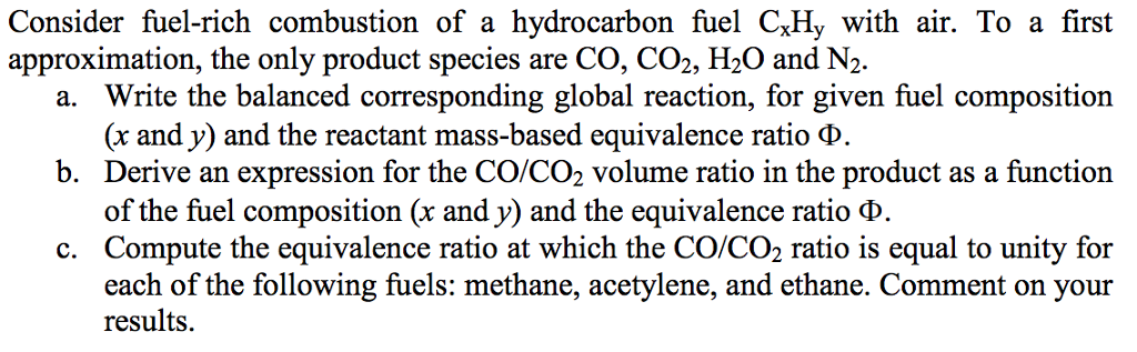 Consider fuel-rich combustion of a hydrocarbon fuel | Chegg.com