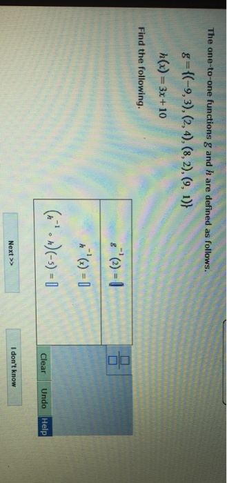 Solved The one-to-one functions g and h are defined as | Chegg.com