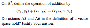 Solved On R2, define the operation of addition by Do axioms | Chegg.com