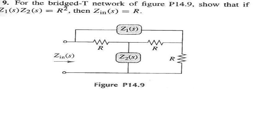 Solved For the bridged-T network of figure P14.9, show that | Chegg.com