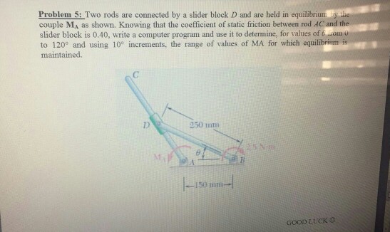 Solved Two rods are connected by a slider block D and are | Chegg.com