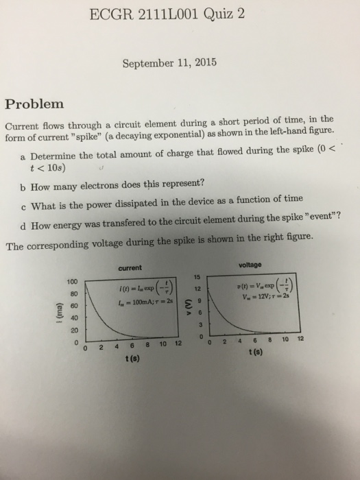 Solved ECGR 2111L001 Quiz 2 September 11, 2015 Problem | Chegg.com
