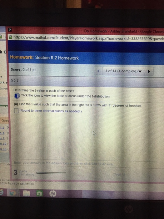 Solved Determine the t-value in each of the cases. Click | Chegg.com
