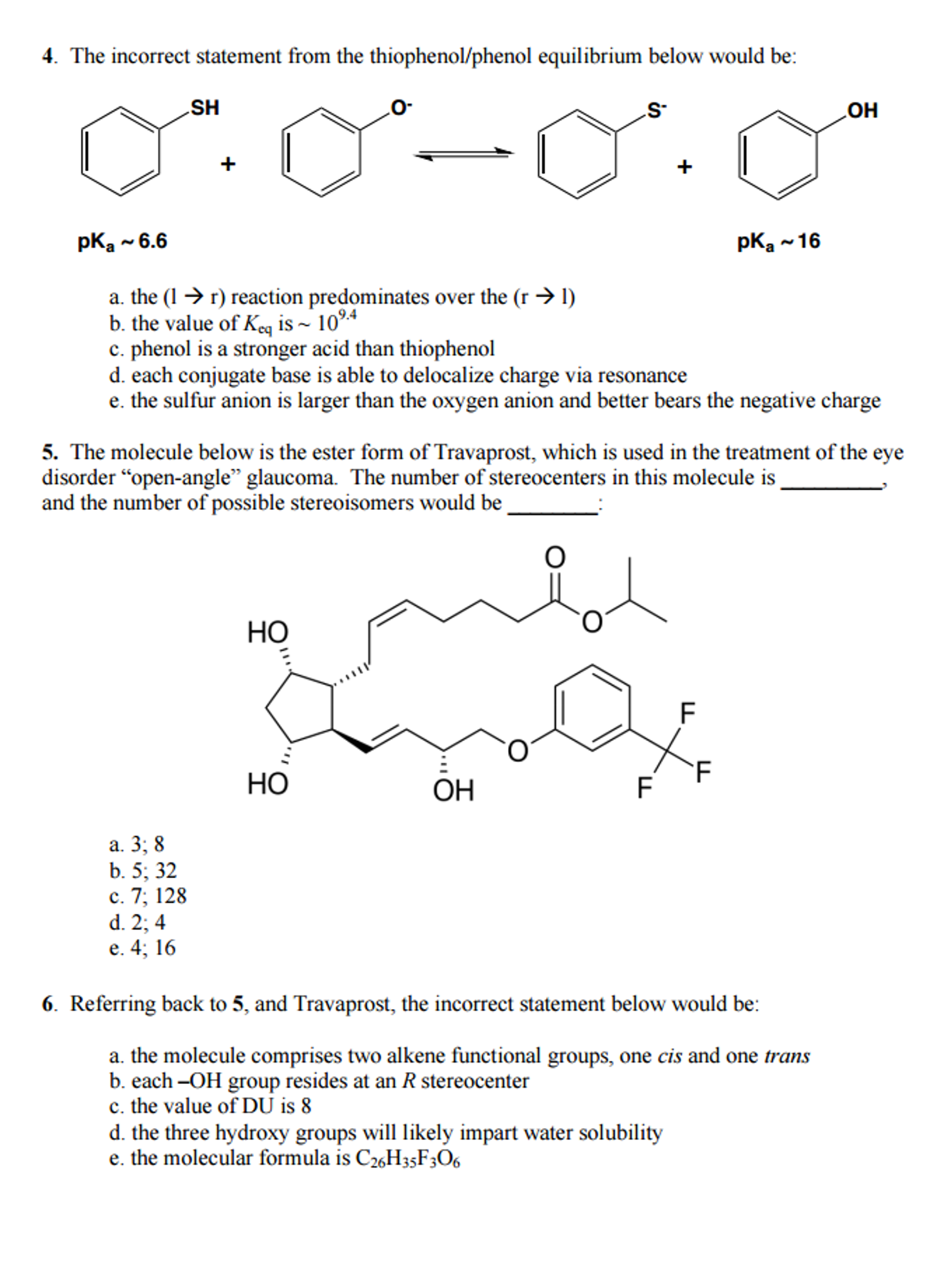 Solved The incorrect statement from the thiophenol/phenol | Chegg.com