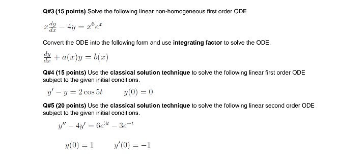 Solved Q#3 (15 points) Solve the following linear | Chegg.com