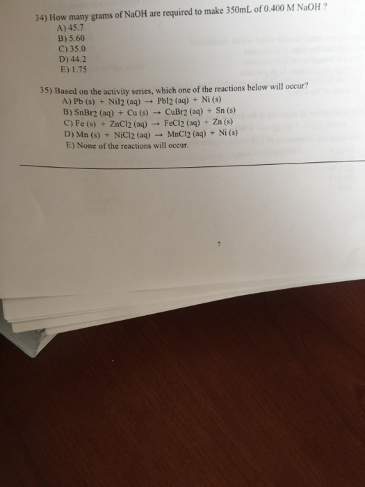 Solved How many grams of NaOH are required to make 350mL of | Chegg.com