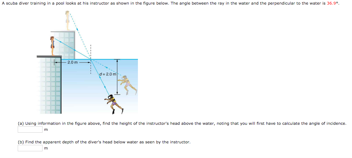 Solved A scuba diver training in a pool looks at his | Chegg.com
