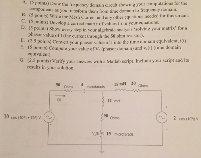 Solved Draw the frequency domain circuit showing your | Chegg.com