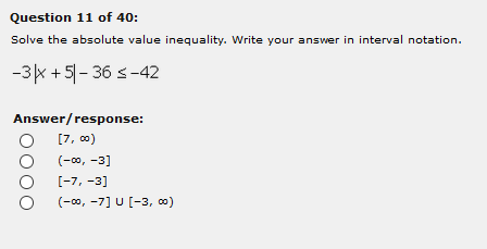 Solved Solve the absolute value inequality. Write your | Chegg.com