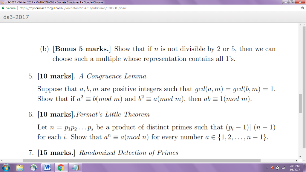 Solved ds3-2017 Winter 2017 MATH-240-001 Discrete Structures | Chegg.com