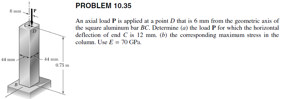 Solved An axial load P is applied at a point D that is 6 | Chegg.com