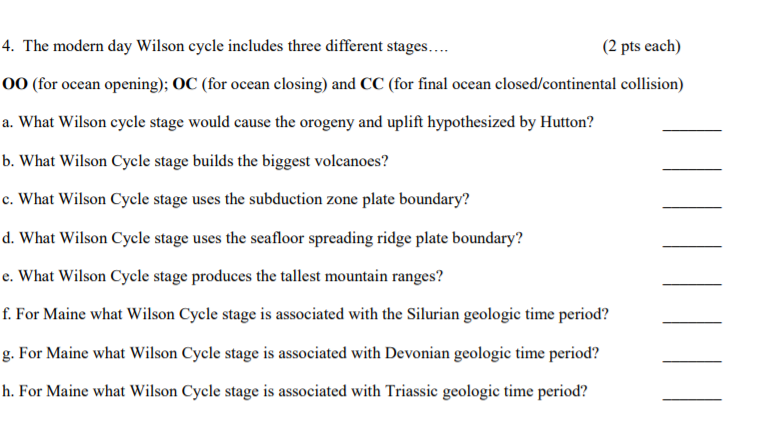 Solved 4. The modern day Wilson cycle includes three | Chegg.com