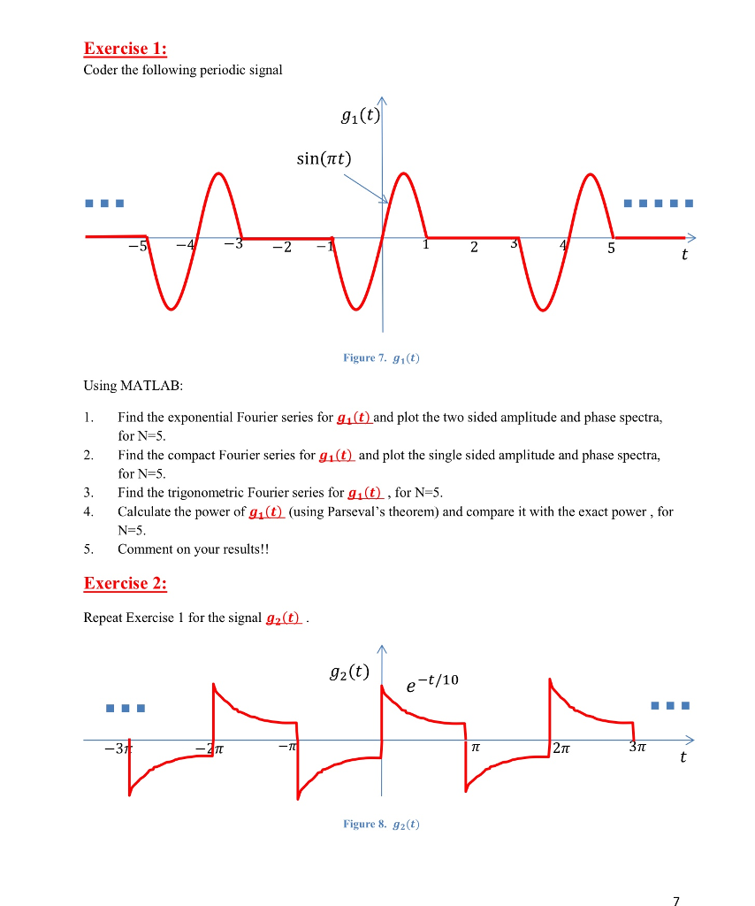 Solved Exercise1: Coder the following periodic signal 91(t) | Chegg.com