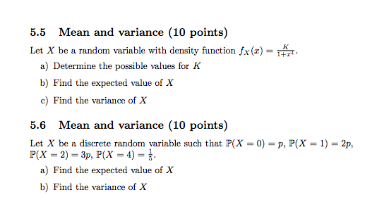 Solved Mean and variance Let X be a random variable with | Chegg.com