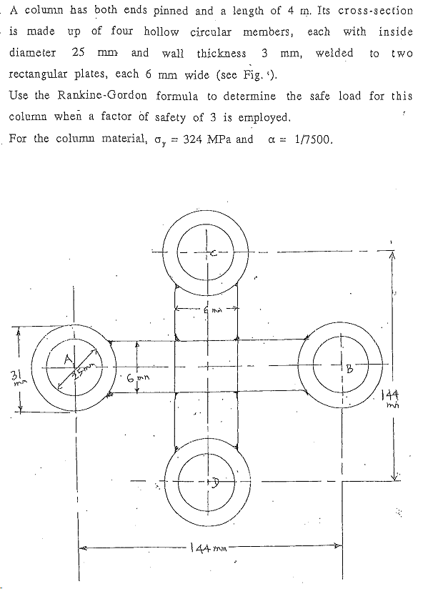 Solved A column has both ends pinned and a length of 4 in. | Chegg.com