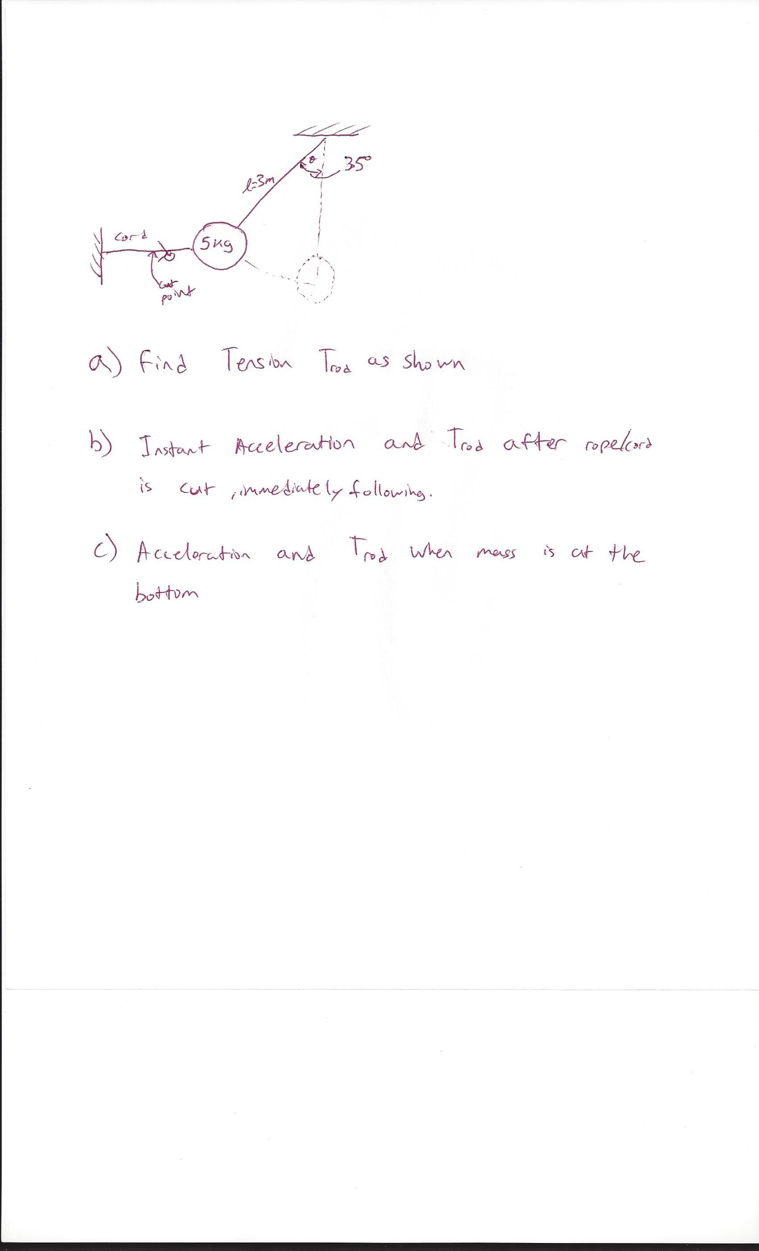 Solved THETA = 35 degrees; length=3 meters; pendulum = 5 | Chegg.com