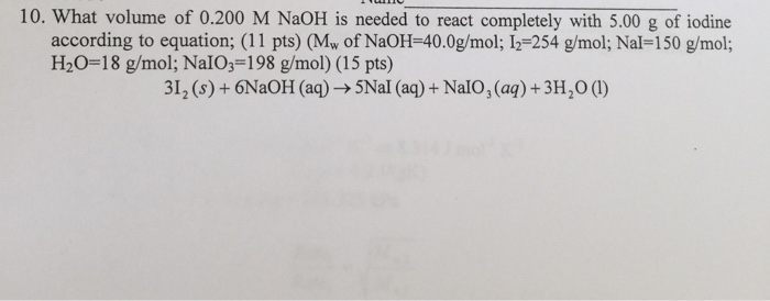 Solved What volume of 0.200 M NaOH is needed to react | Chegg.com
