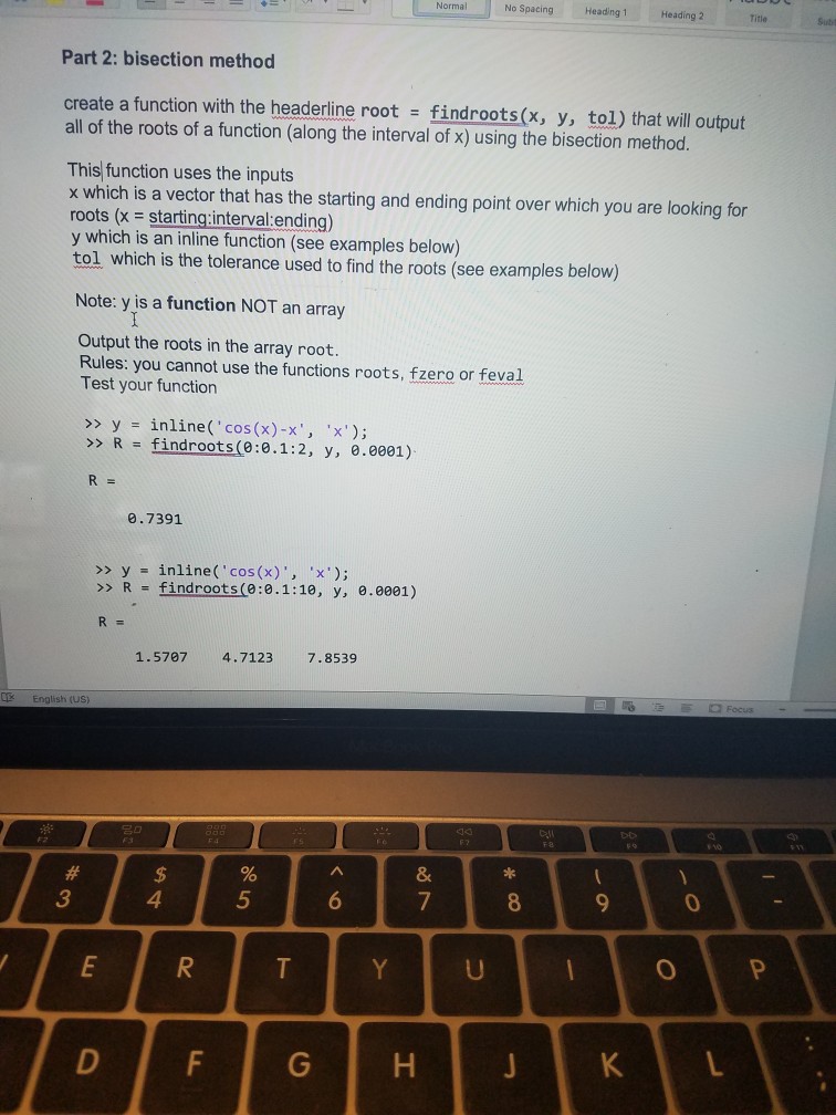 Solved Normal No Spacing Heading 1 Heading 2 Part 2: | Chegg.com