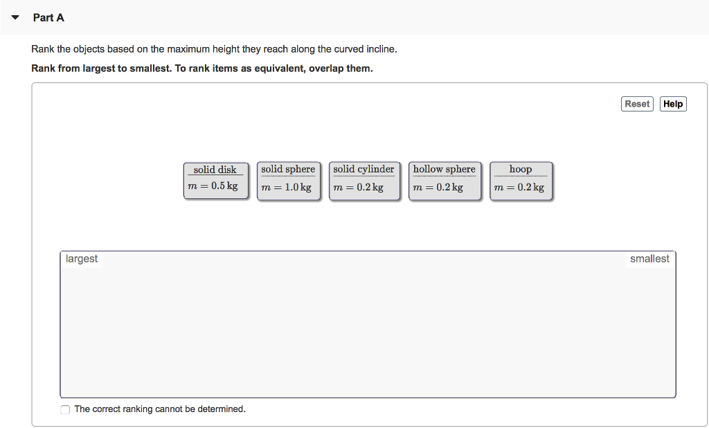 Solved Constants The Five Objects Of Various Masses Each