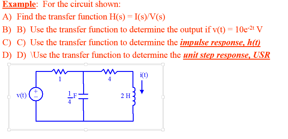 Solved For the circuit shown: Find the transfer function | Chegg.com