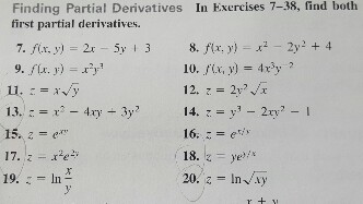 Solved Finding Partial Derivatives first partial derivatives | Chegg.com
