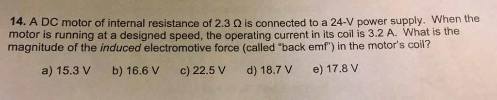Solved A DC motor of internal resistance of 2.3 Ohm is | Chegg.com