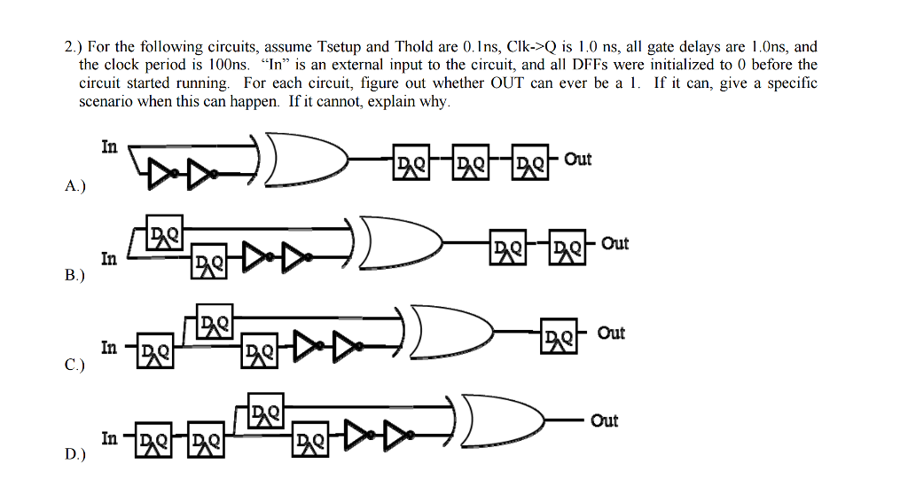 Solved For the following circuits, assume T setup and Told | Chegg.com